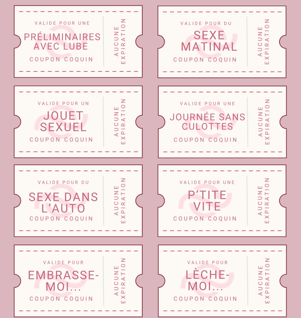 Coupons coquins ODAYA - Ensemble de 12 (Français) | ODAYA Wellness